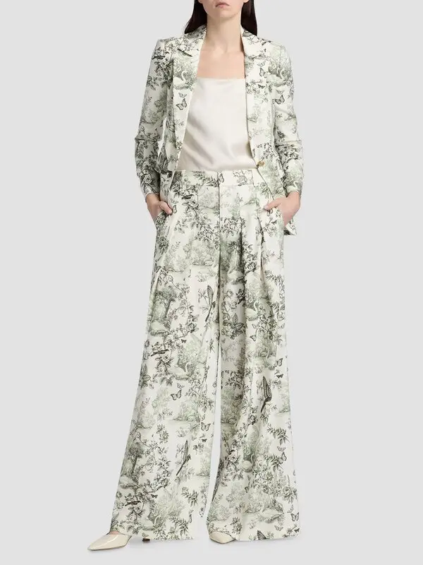 Alice + Olivia Blaire Printed Linen-blend Wide-leg Pants - Daybreak