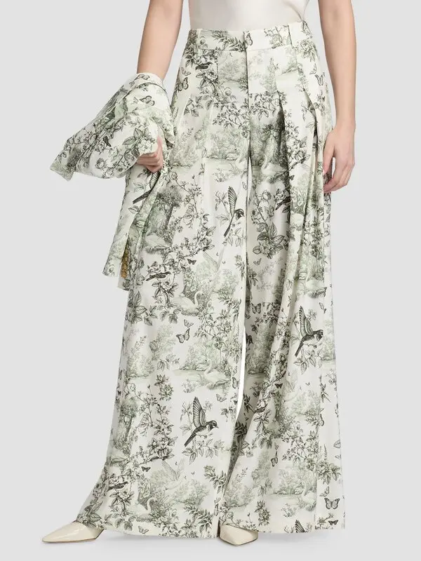Alice + Olivia Blaire Printed Linen-blend Wide-leg Pants - Daybreak
