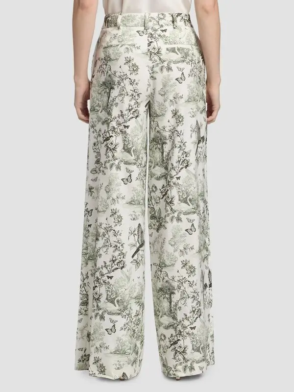 Alice + Olivia Blaire Printed Linen-blend Wide-leg Pants - Daybreak