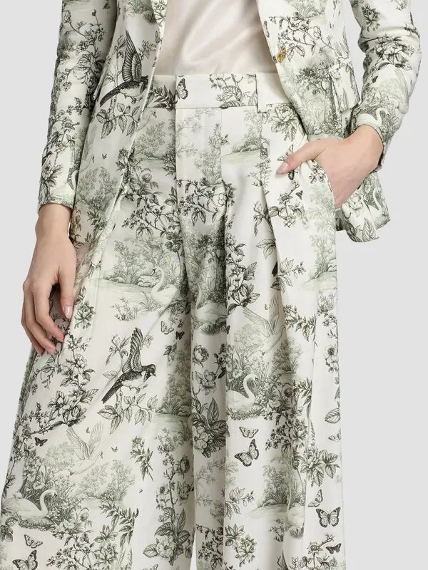 Alice + Olivia Blaire Printed Linen-blend Wide-leg Pants - Daybreak