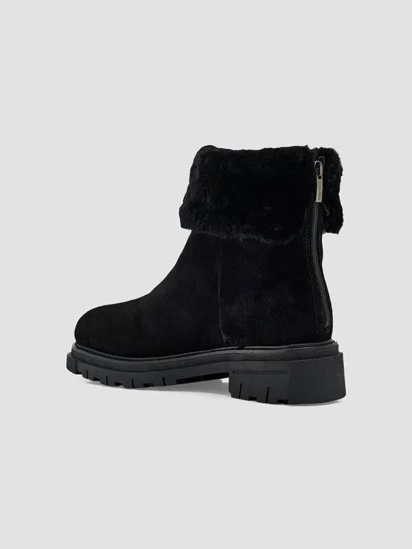 La Canadienne Dory Suede & Shearling Ankle Boots - Black