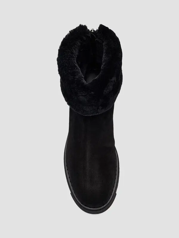La Canadienne Dory Suede & Shearling Ankle Boots - Black