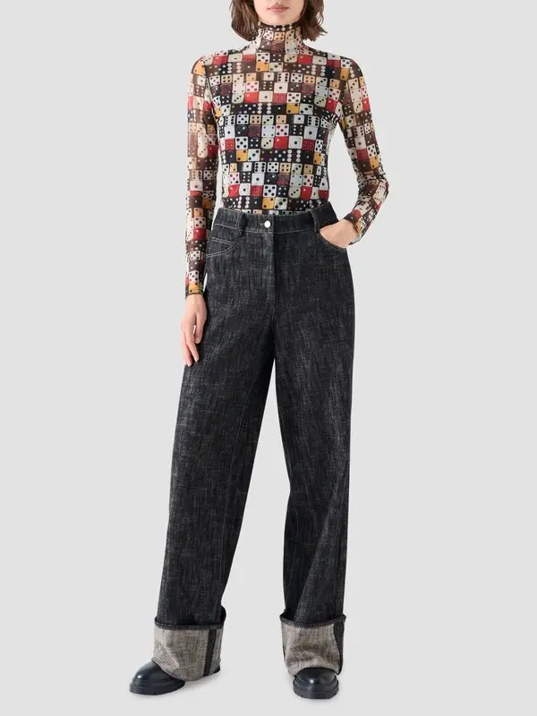 Akris Dice Print Tulle Top