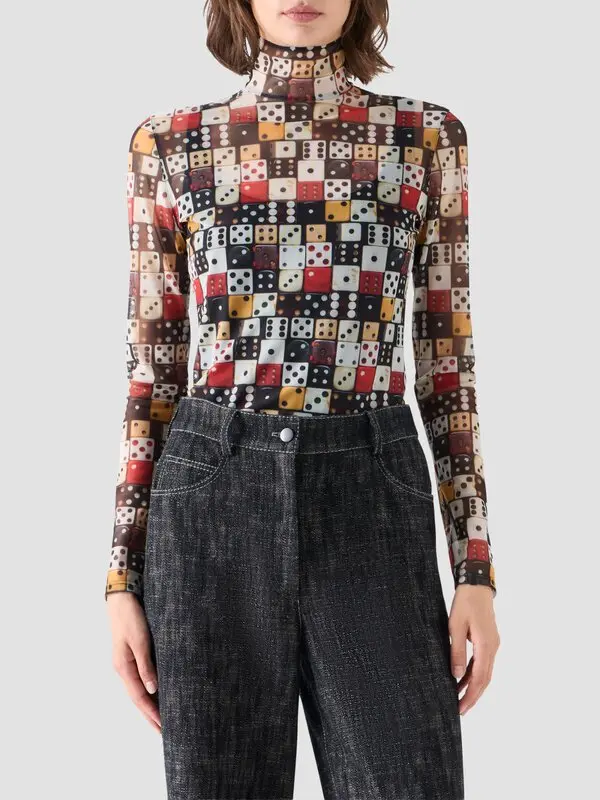 Akris Dice Print Tulle Top