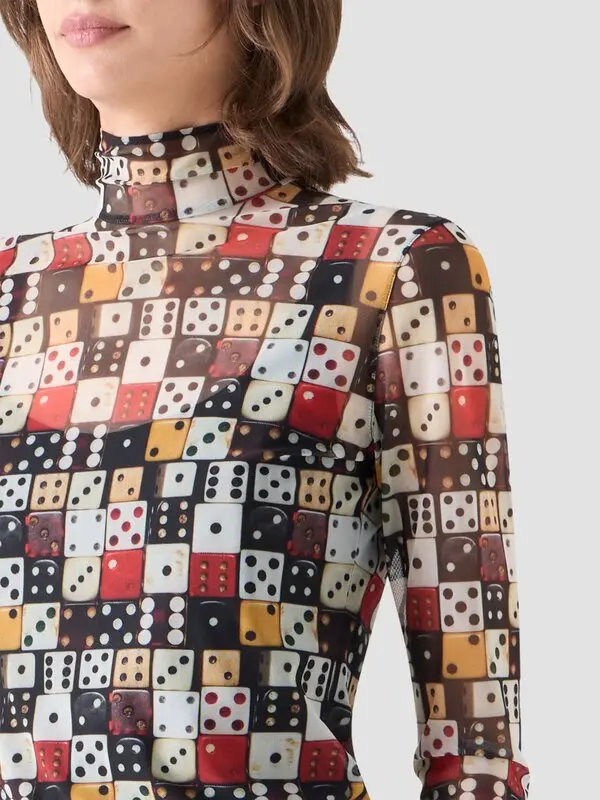 Akris Dice Print Tulle Top