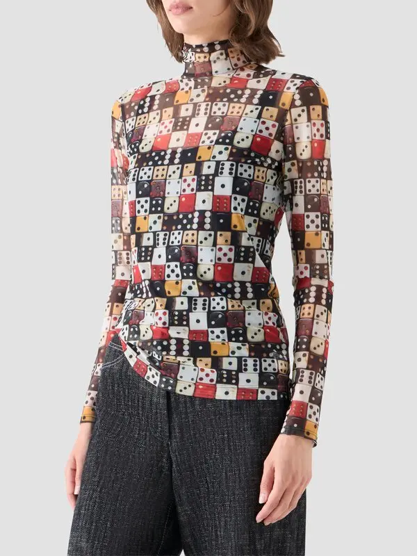 Akris Dice Print Tulle Top