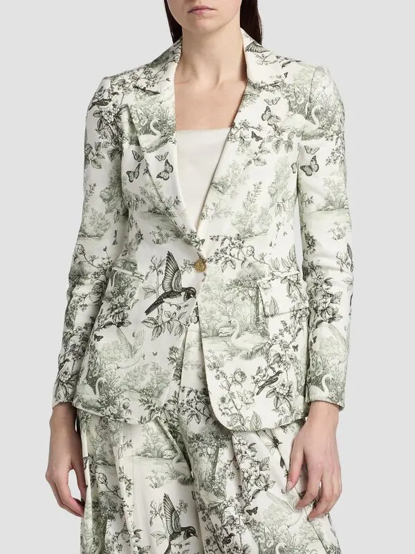 Alice + Olivia Macey Printed Linen-blend Blazer