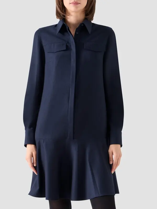 Akris Wool Flannel Mini Shirtdress