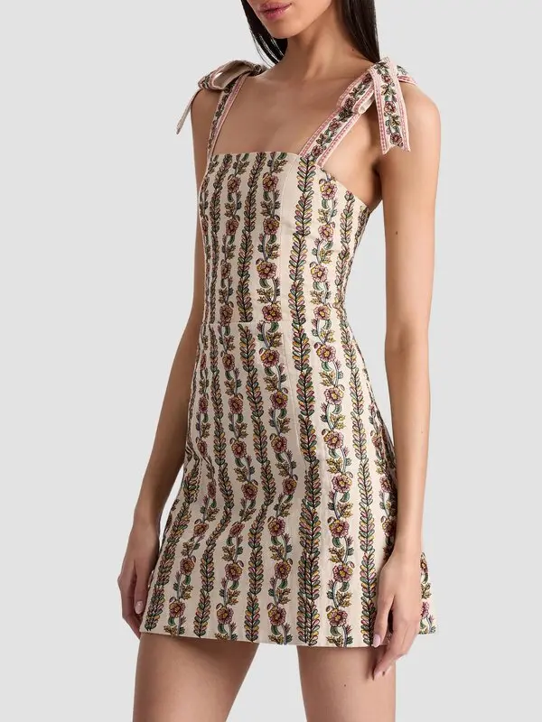 Alice + Olivia Maryann Floral Tie-strap Minidress