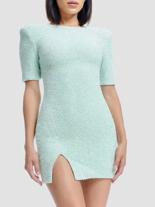 Dress The Population Maddox Sequin Front-slit Body-con Minidress