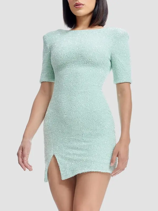 Dress The Population Maddox Sequin Front-slit Body-con Minidress