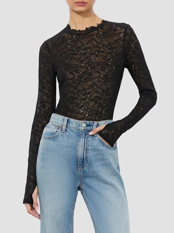 Alice + Olivia Taeyn Lace Crewneck Bodysuit