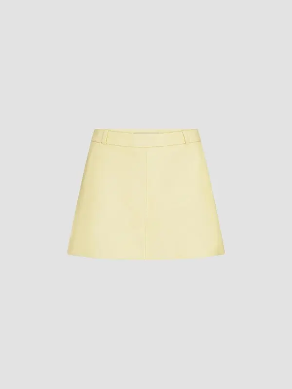 FRAME A-line Leather Miniskirt - Lemon