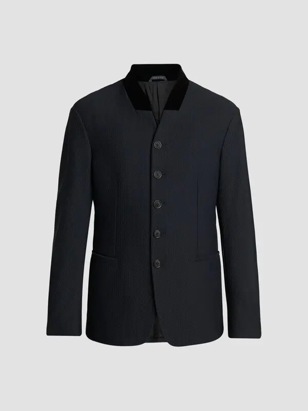 Giorgio Armani Rice-stitch Band Collar Jacket