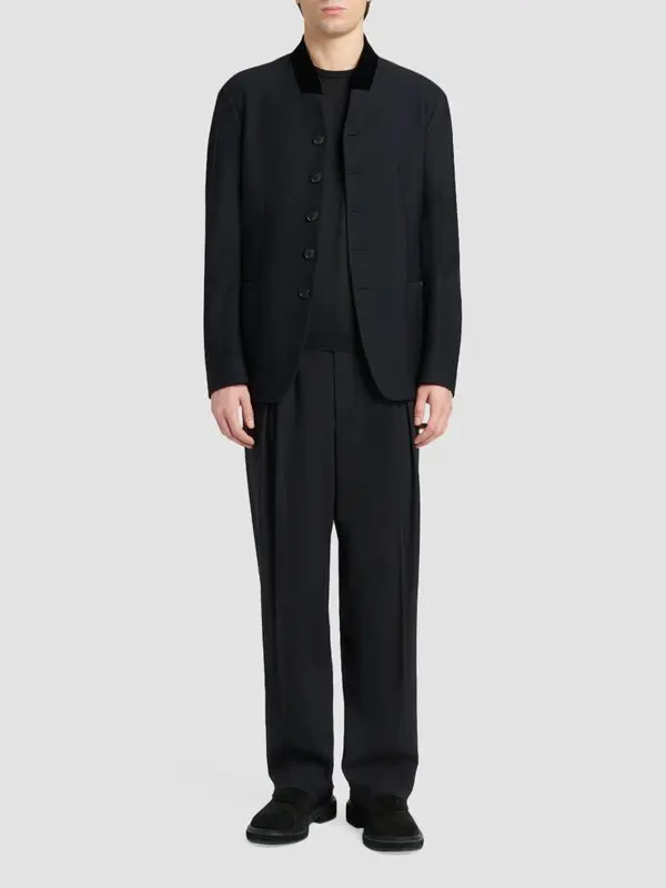 Giorgio Armani Rice-stitch Band Collar Jacket