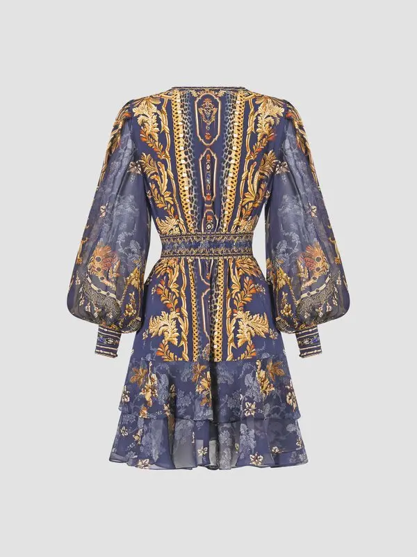 Camilla Notes From The Blue Room Baroque-print Silk Mini Dress