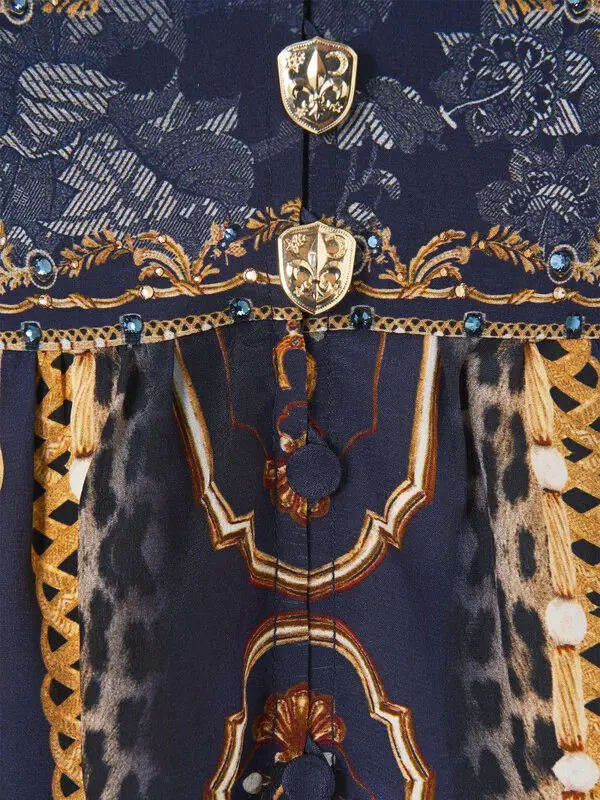 Camilla Notes From The Blue Room Baroque-print Silk Mini Dress