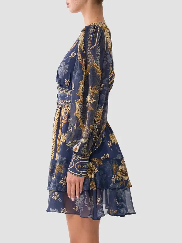 Camilla Notes From The Blue Room Baroque-print Silk Mini Dress