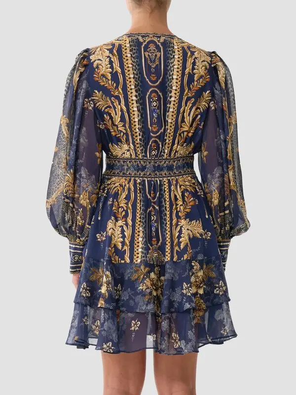 Camilla Notes From The Blue Room Baroque-print Silk Mini Dress