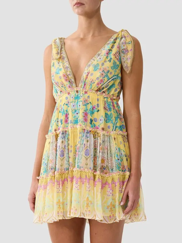 Camilla Tiered Shulder Tie Minidress