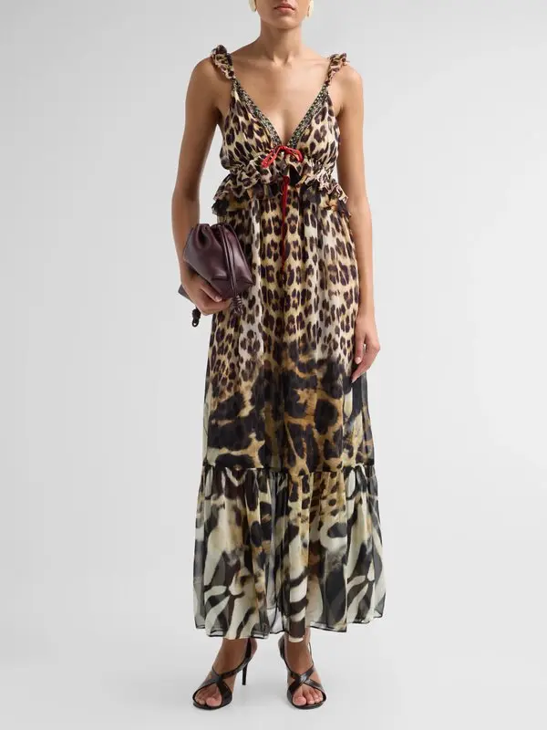 Camilla Frill Silk Printed Dress