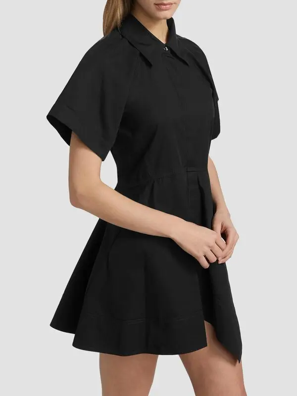 A.L.C. Julie Asymmetric Cotton Mini-shirtdress - Black