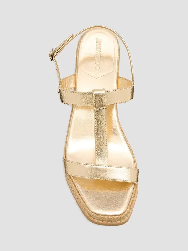 JIMMY CHOO Theia 60mm Leather Espadrille Wedge Sandals