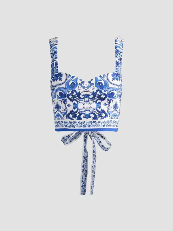 Alice + Olivia Miriam Sweetheart Crop Top - Solstice