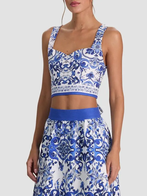 Alice + Olivia Miriam Sweetheart Crop Top - Solstice