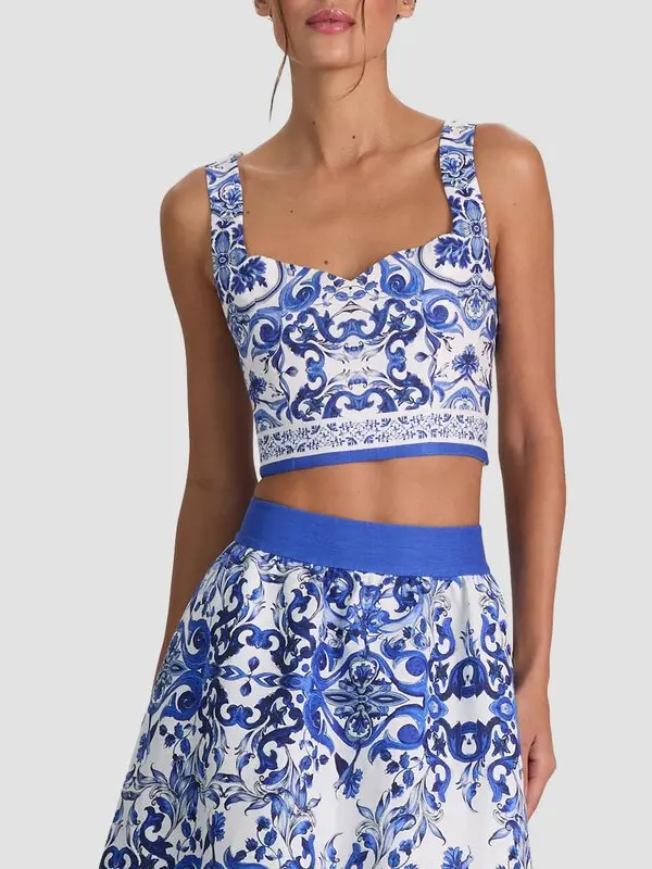 Alice + Olivia Miriam Sweetheart Crop Top - Solstice