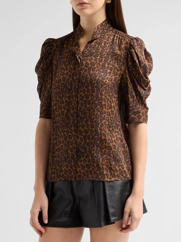 FRAME The Gillian Leopard Print Top