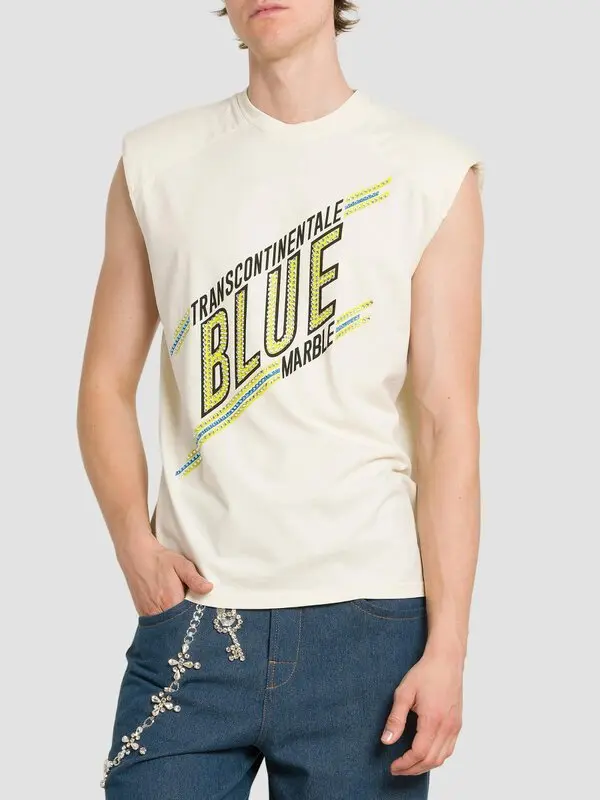 BLUEMARBLE Padded Shoulder Sleeveless T-shirt