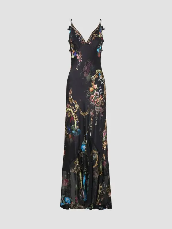 Camilla Silk Maxi Slipdress - Black