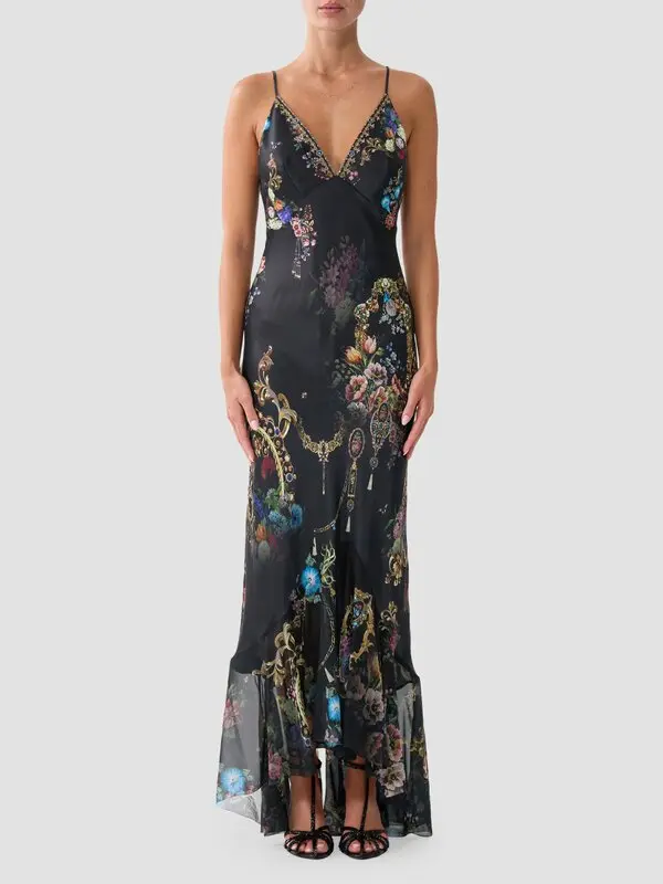 Camilla Silk Maxi Slipdress - Black