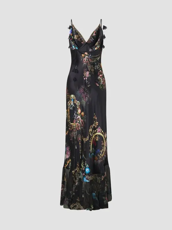 Camilla Silk Maxi Slipdress - Black