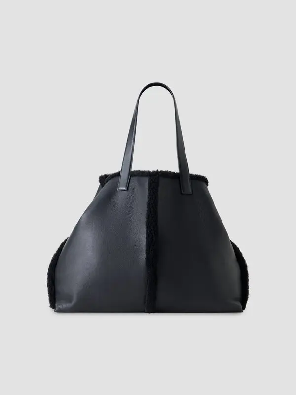 Akris Ai Reversible Leather & Shearling Tote Bag