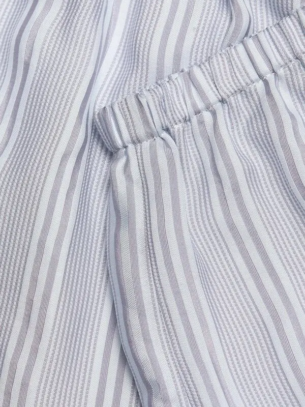 FRAME The Stripe Silk Lace-trim Shorts