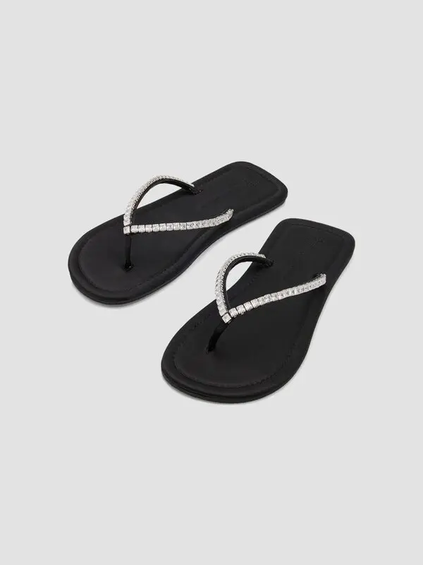 GIUSEPPE ZANOTTI Raso Nero Crystal-embellished Silk Flat Sandals