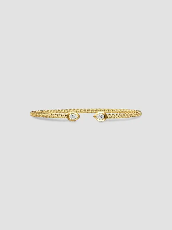 David Yurman Modern Renaissance Pear Cablespira Bracelet In 18k Yellow Gold - Diamond