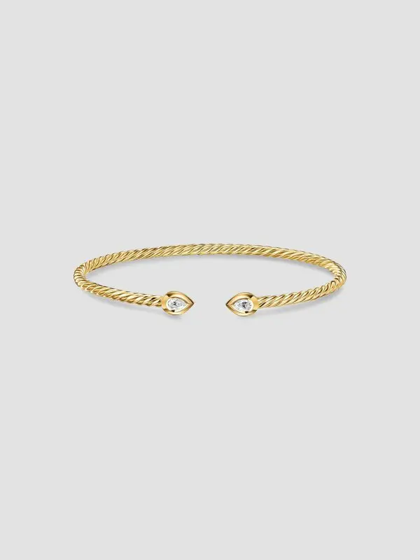 David Yurman Modern Renaissance Pear Cablespira Bracelet In 18k Yellow Gold