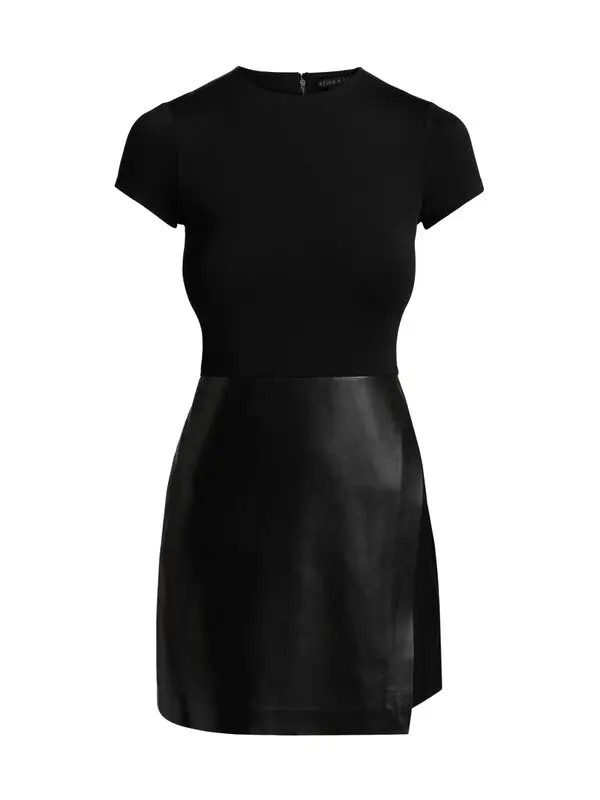 Alice + Olivia Sabine Mixed-media Short-sleeve Minidress