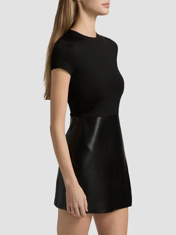 Alice + Olivia Sabine Mixed-media Short-sleeve Minidress