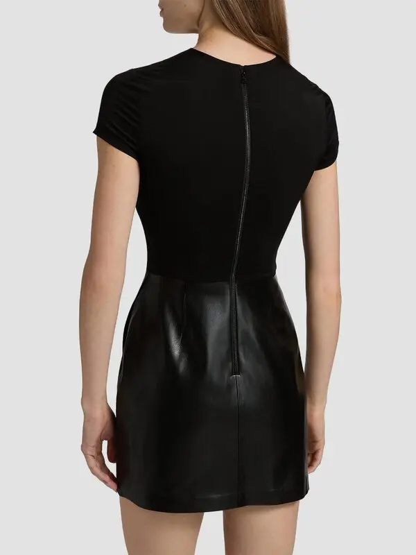 Alice + Olivia Sabine Mixed-media Short-sleeve Minidress