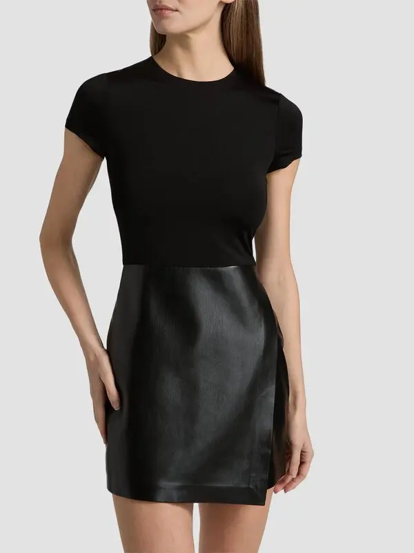 Alice + Olivia Sabine Mixed-media Short-sleeve Minidress
