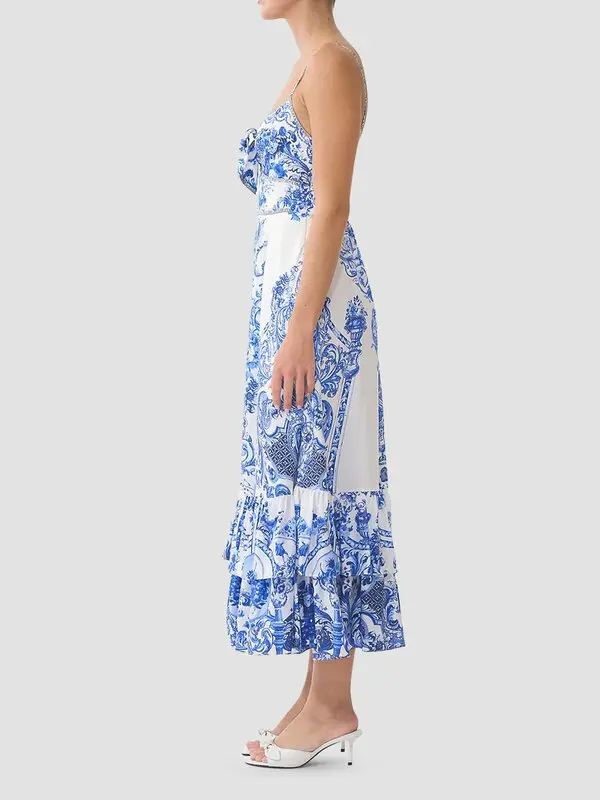Camilla Print Silk Ruffle-hem Midi Dress