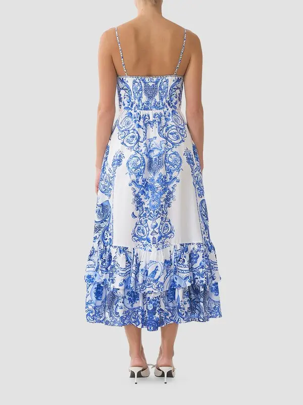 Camilla Print Silk Ruffle-hem Midi Dress
