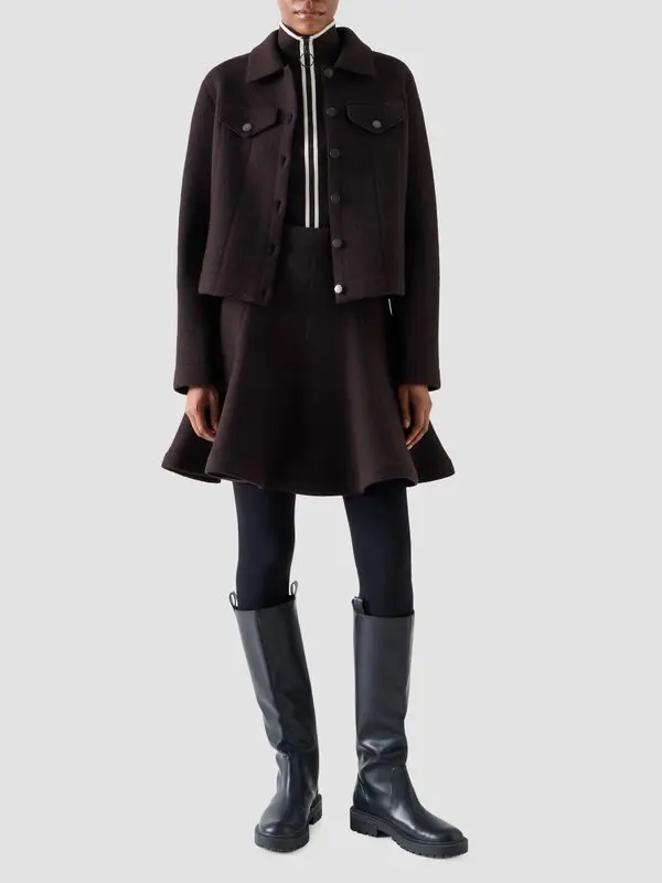 Akris Boiled Wool Panel Mini Skirt