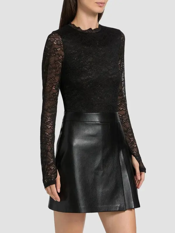 Alice + Olivia Chara Mixed-media Pleated Minidress