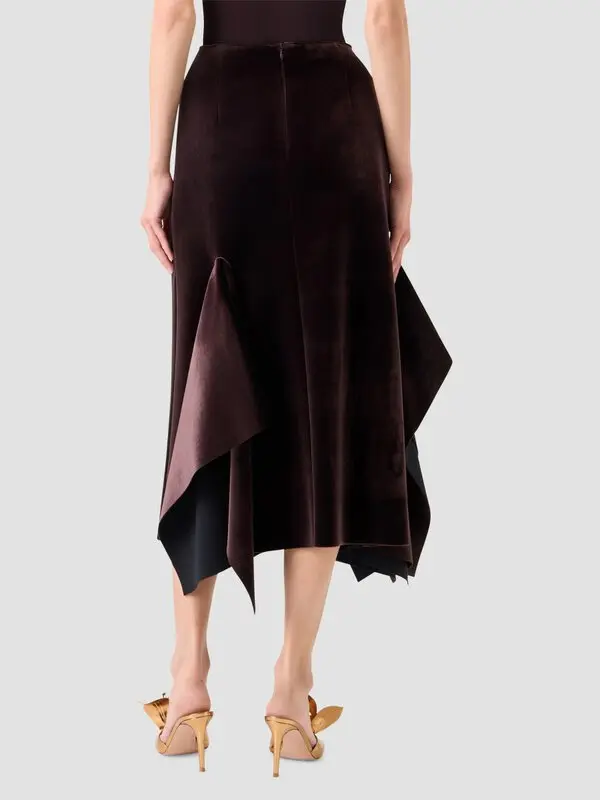 Akris Velvet Neoprene Asymmetric Midi Skirt