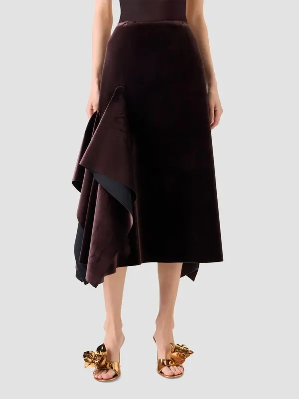 Akris Velvet Neoprene Asymmetric Midi Skirt